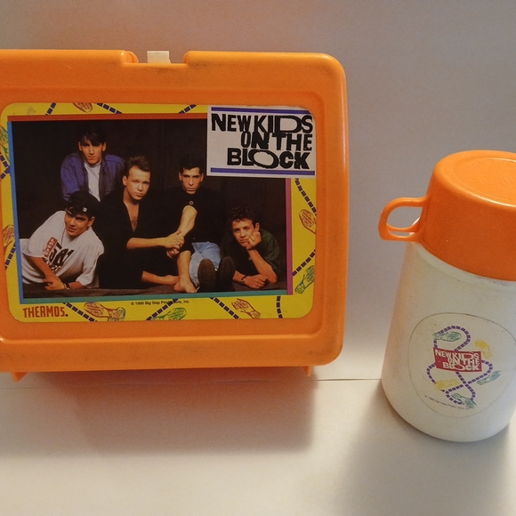 Thermos | Toys | Vintage New Kids On The Block Orange Lunchbox And ...